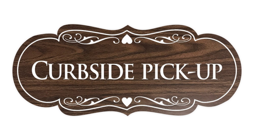 Signs ByLITA Designer Curbside Pick-up Sign (Walnut) - Medium - Walmart.com