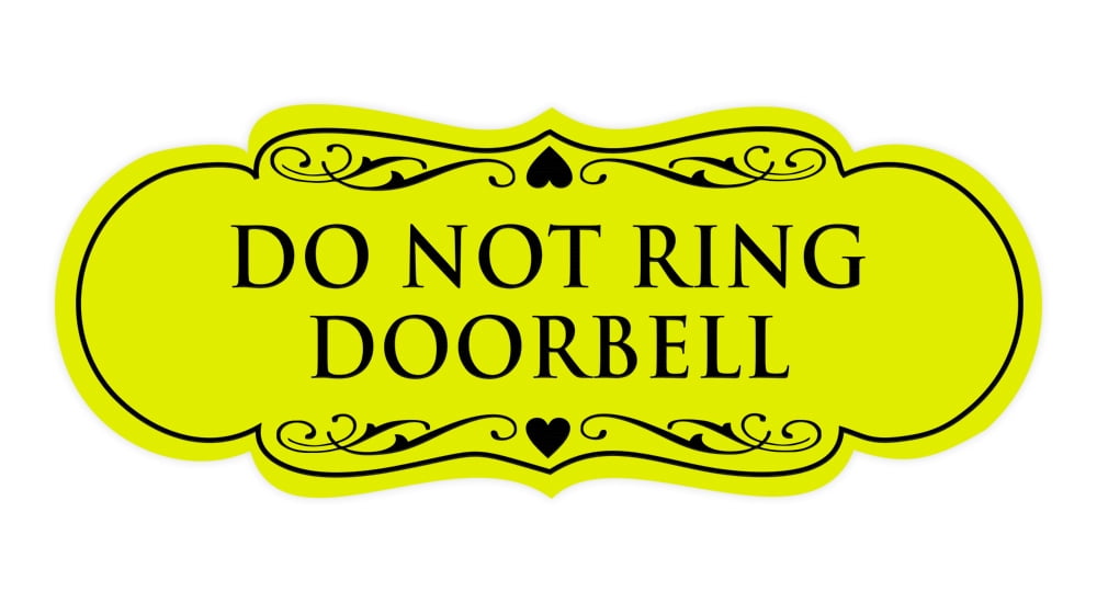 Signs ByLITA Designer Do Not Ring Doorbell Sign(Yellow / Black) - Small ...