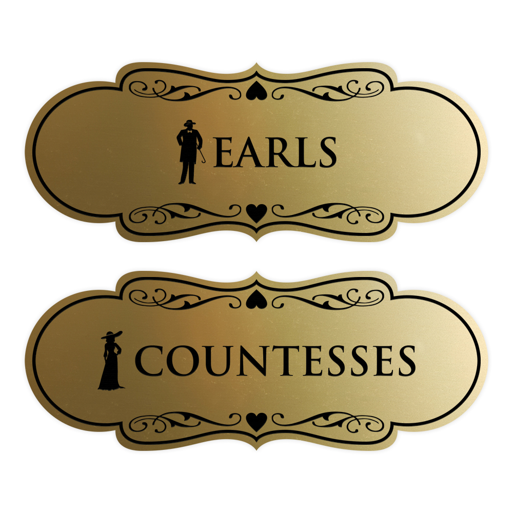 Signs ByLITA Designer Earls and Countesses 2 Pack Restroom Sign ...