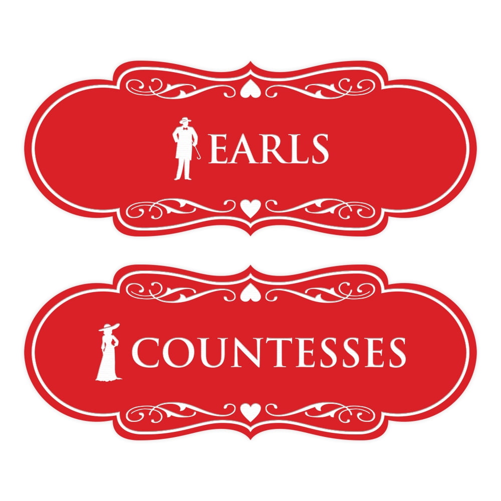Signs ByLITA Designer Earls and Countesses 2 Pack Restroom Sign (Red ...