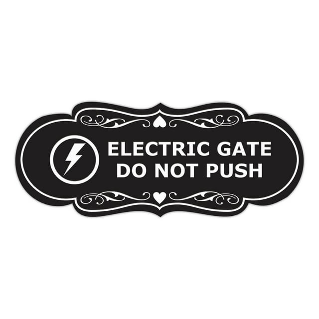 Signs ByLITA Designer Electric Gate Do Not Push Sign (Black) - Small ...