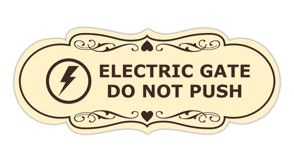Signs ByLITA Designer Electric Gate Do Not Push Sign (Ivory/Dark Brown ...