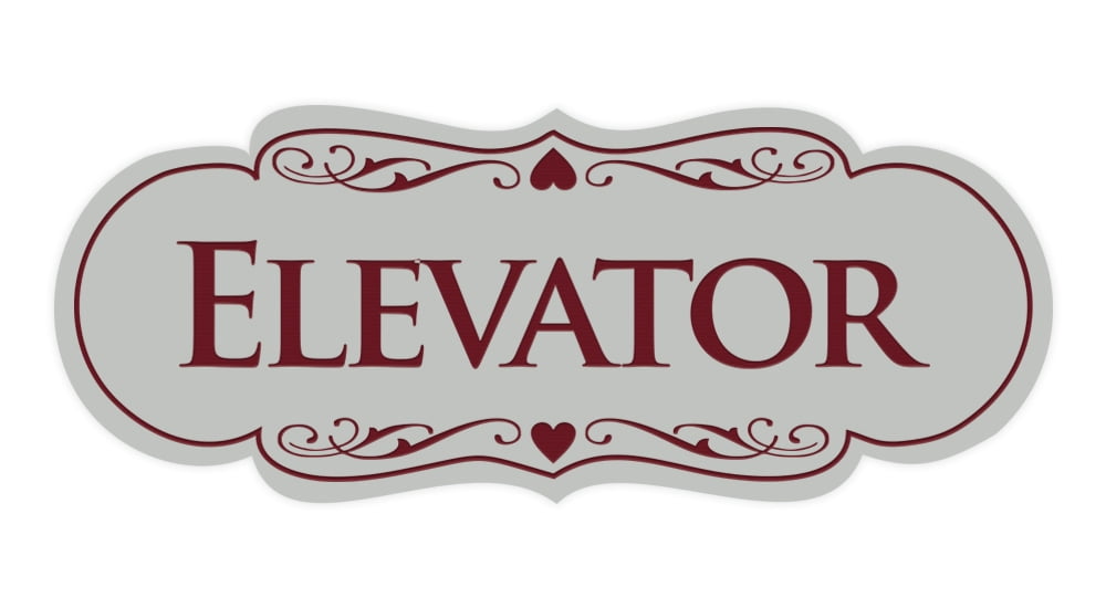 Signs ByLITA Designer Elevator Sign (Light Grey / Burgundy) - Large ...