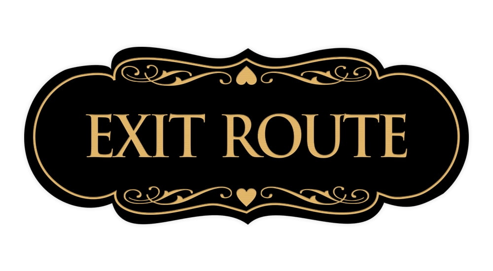 Signs ByLITA Designer Exit Route Sign (Black Gold) - Large - Walmart.com