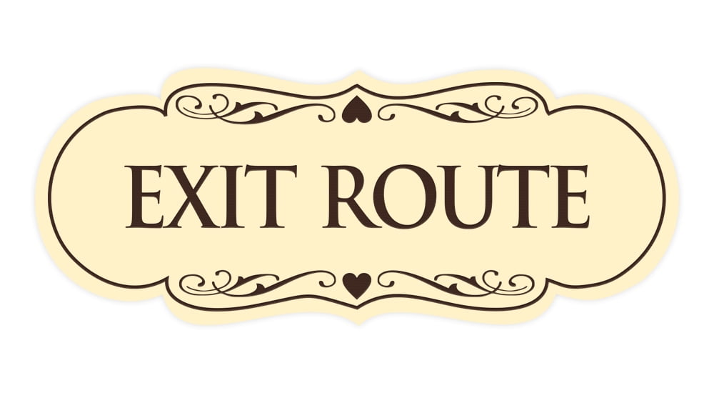 Signs ByLITA Designer Exit Route Sign (Ivory/Dark Brown) - Medium ...