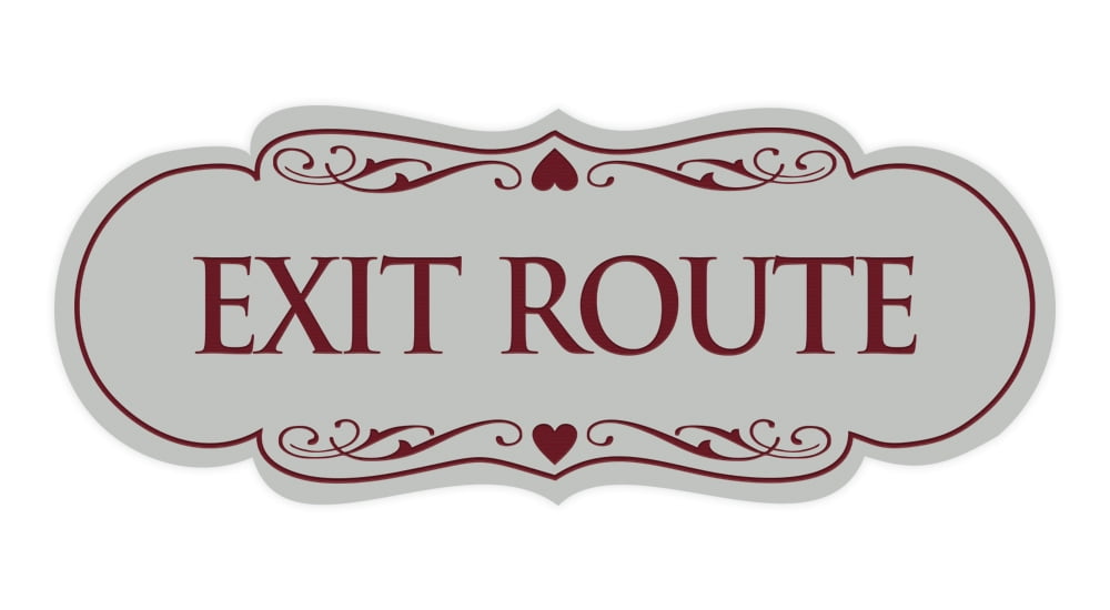 Signs ByLITA Designer Exit Route Sign (Light Grey / Burgundy) - Large ...