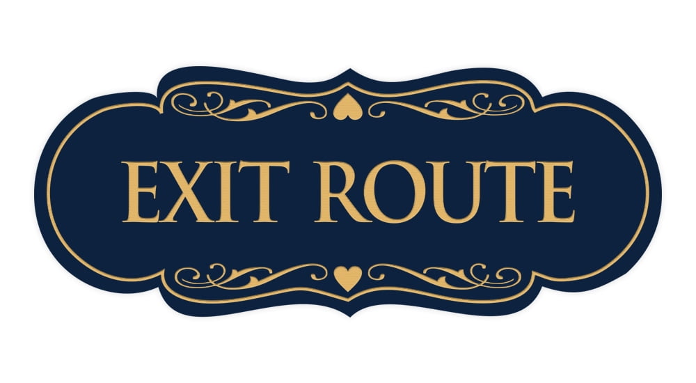 Signs ByLITA Designer Exit Route Sign (Navy Blue/Gold) - Small ...