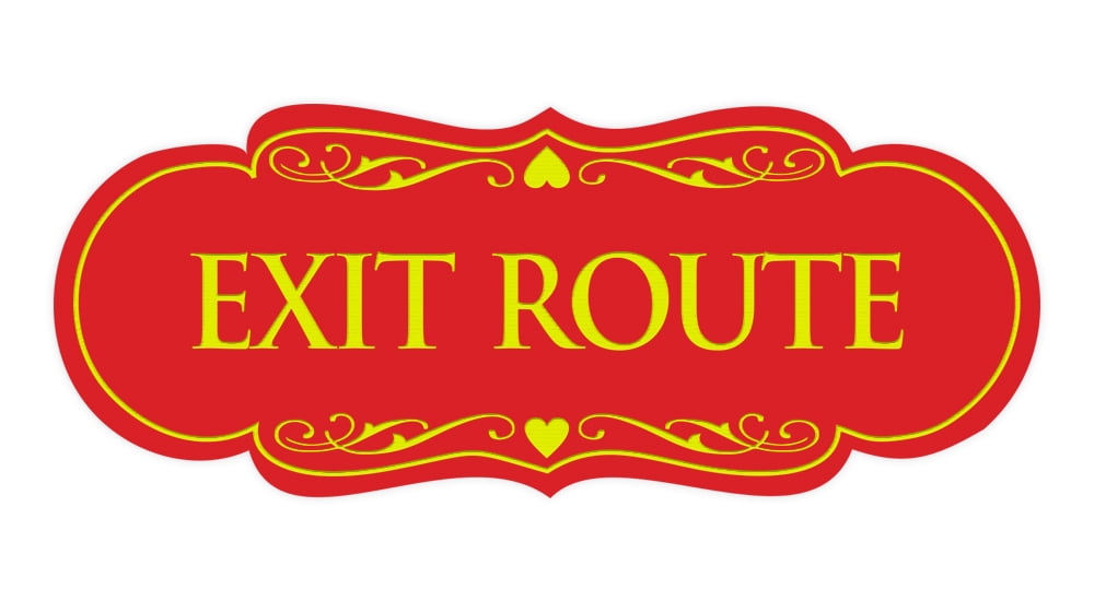 Signs ByLITA Designer Exit Route Sign (Red/Yellow) - Large - Walmart.com