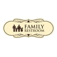 Signs ByLITA Designer Family Bathroom Restroom Sign (Ivory/Dark Brown ...