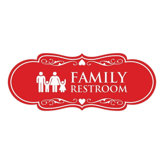 Signs ByLITA Designer Family Bathroom Restroom Sign (Red) - Medium ...