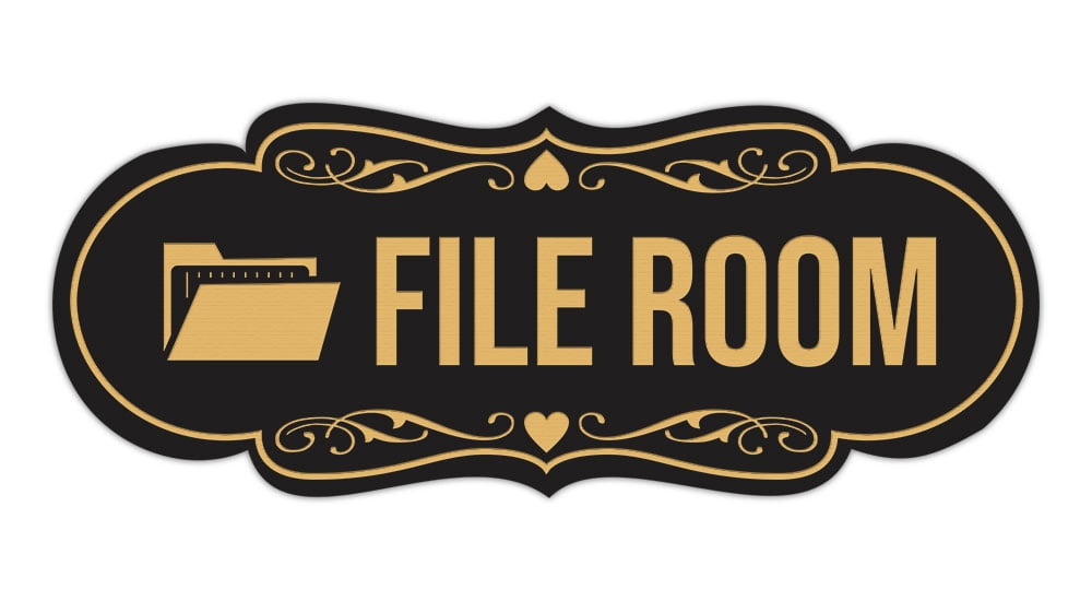 Signs ByLITA Designer File Room Sign (Black /Gold) - Small - Walmart.com