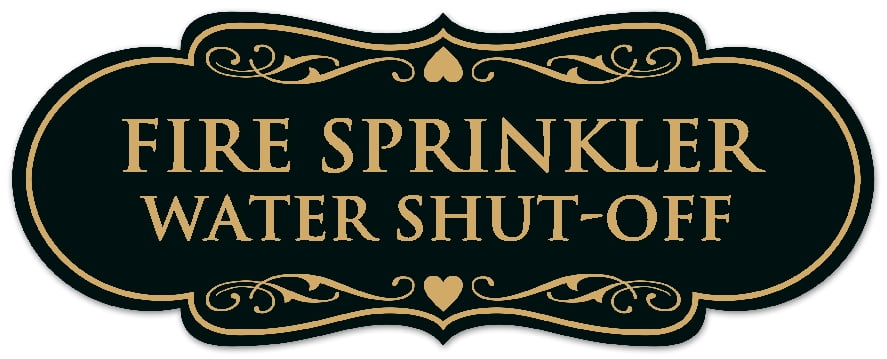 Signs ByLITA Designer Fire Sprinkler Water Shut-off Sign - Easy ...