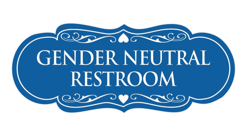 Signs ByLITA Designer Gender Neutral Restroom Sign (Blue) - Large ...