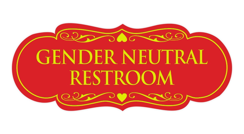 Signs ByLITA Designer Gender Neutral Restroom Sign (Red/Yellow) - Large ...