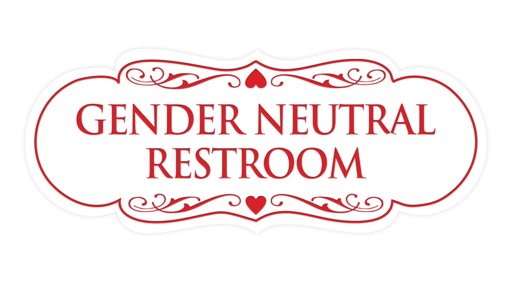 Signs ByLITA Designer Gender Neutral Restroom Sign (White/Red) - Small ...