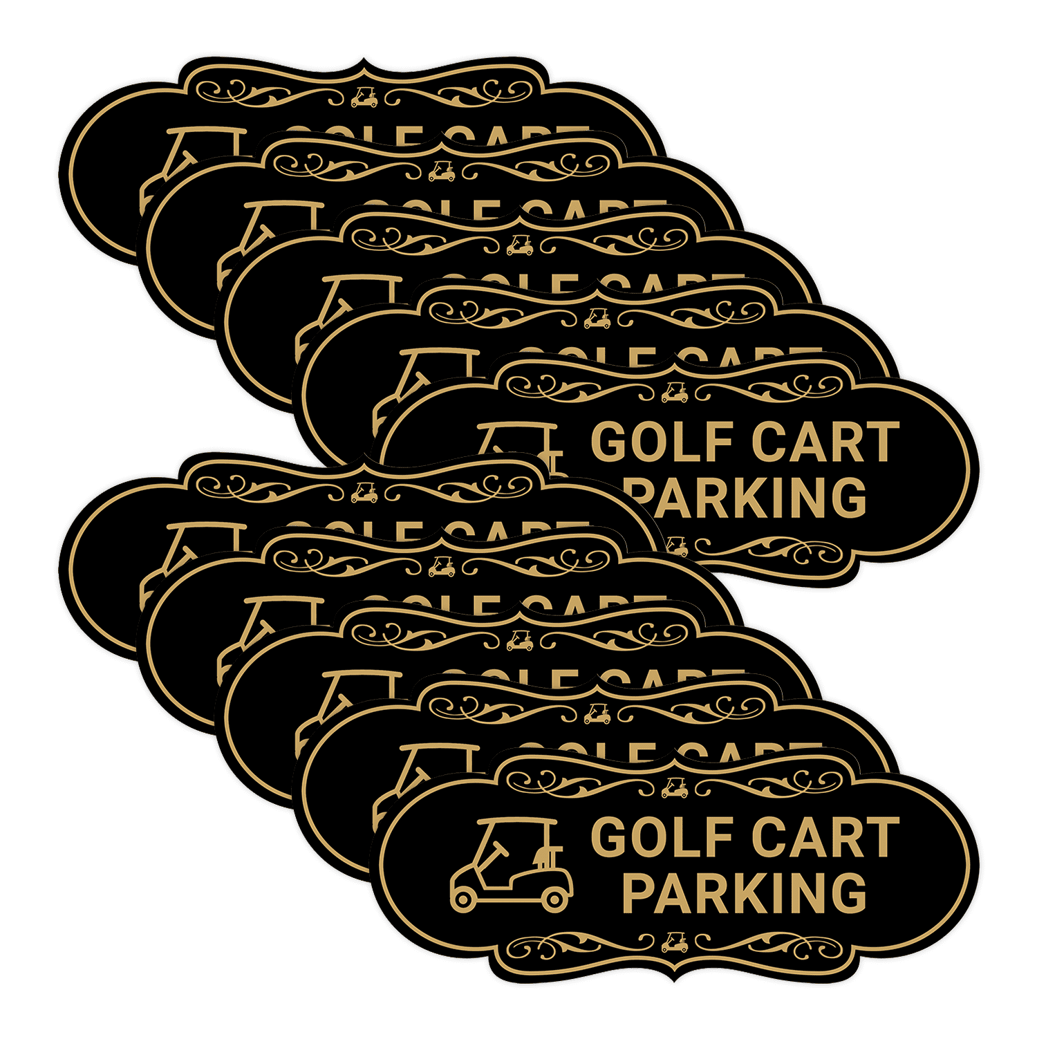 Signs ByLITA Designer Golf Cart Parking Sign (Black Gold) - Large (10 ...