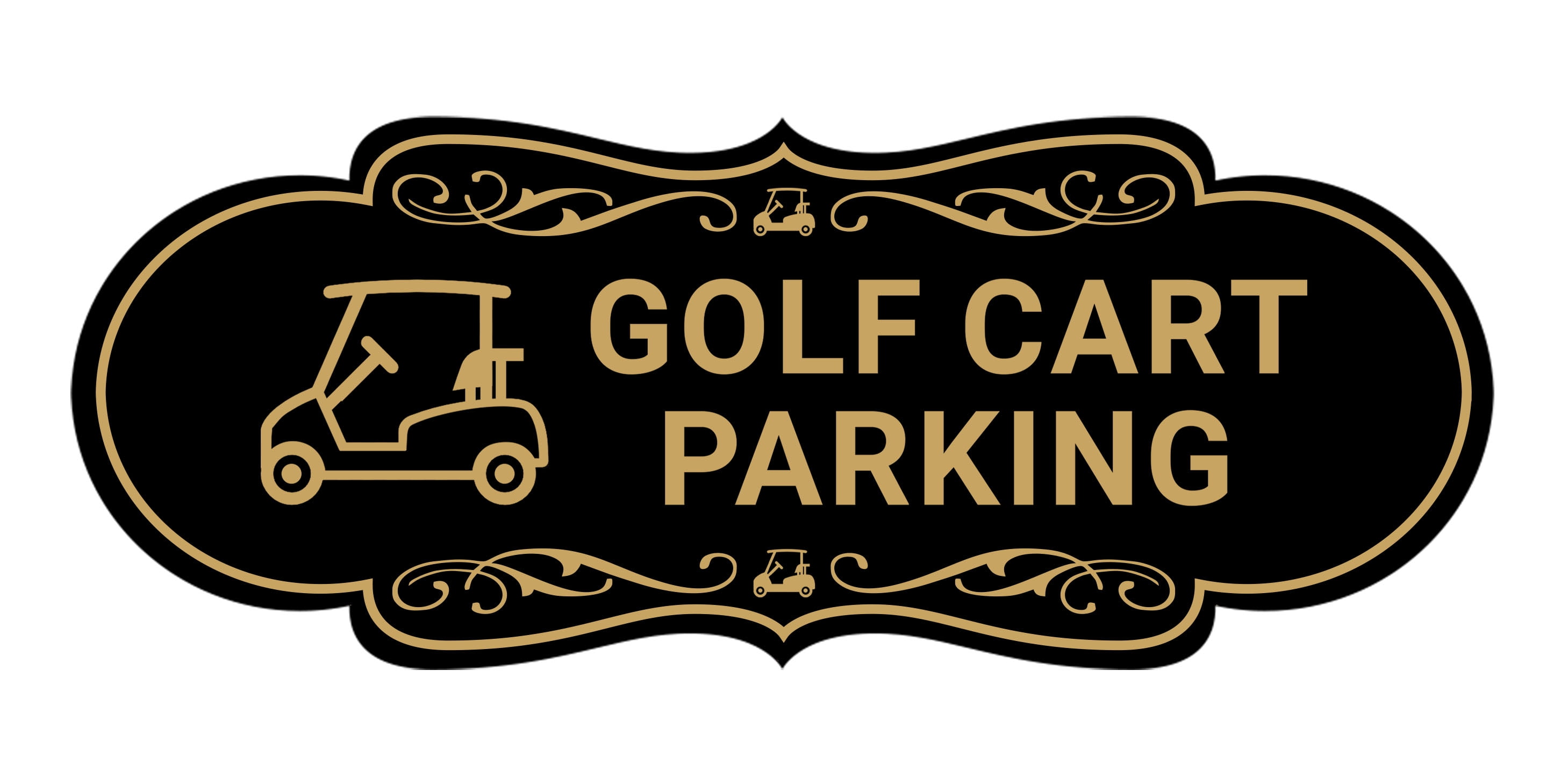 Signs ByLITA Designer Golf Cart Parking Sign (Black Gold) - Large ...
