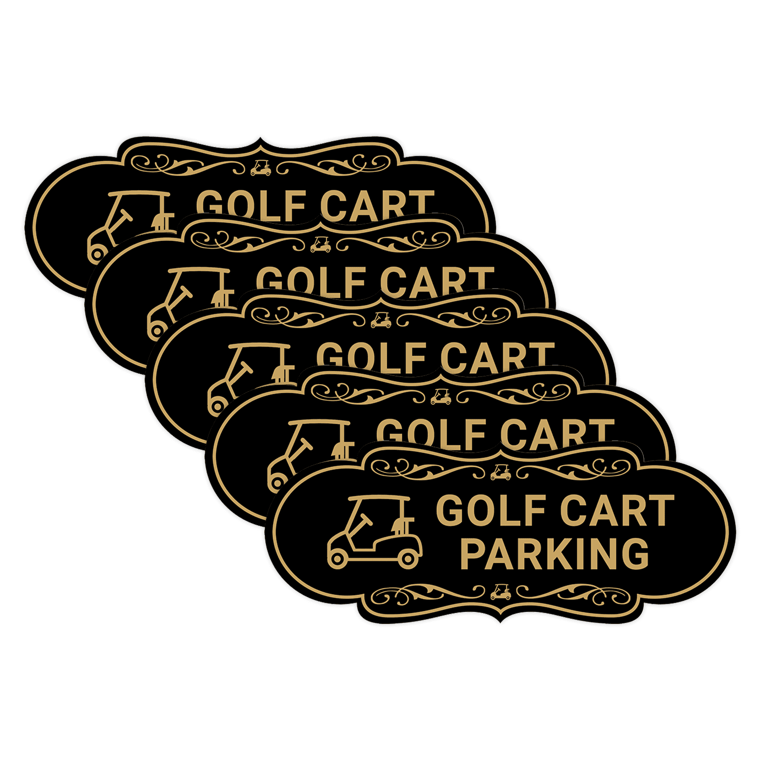 Signs ByLITA Designer Golf Cart Parking Sign (Black Gold) - Medium (5 ...