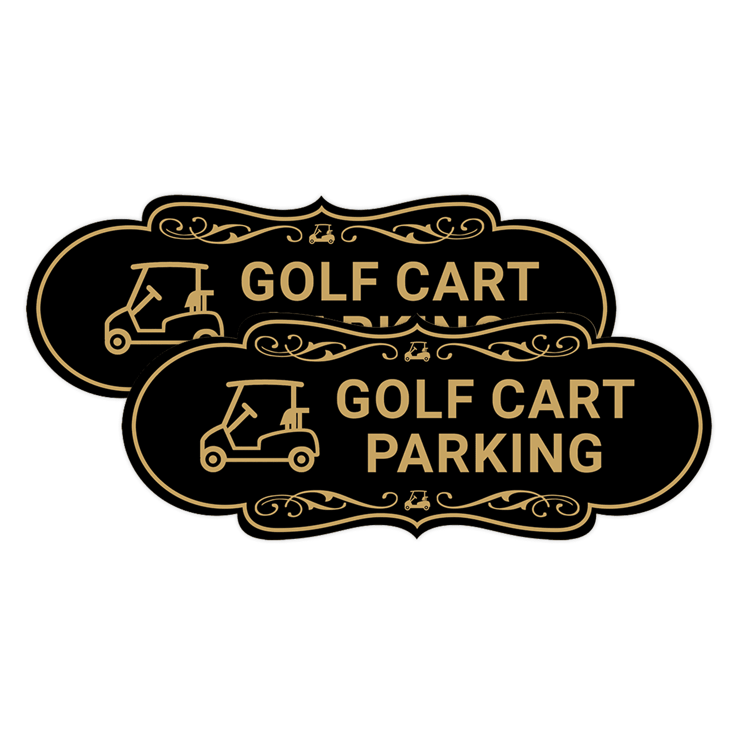 Signs ByLITA Designer Golf Cart Parking Sign (Black/Gold) - Small (2 ...