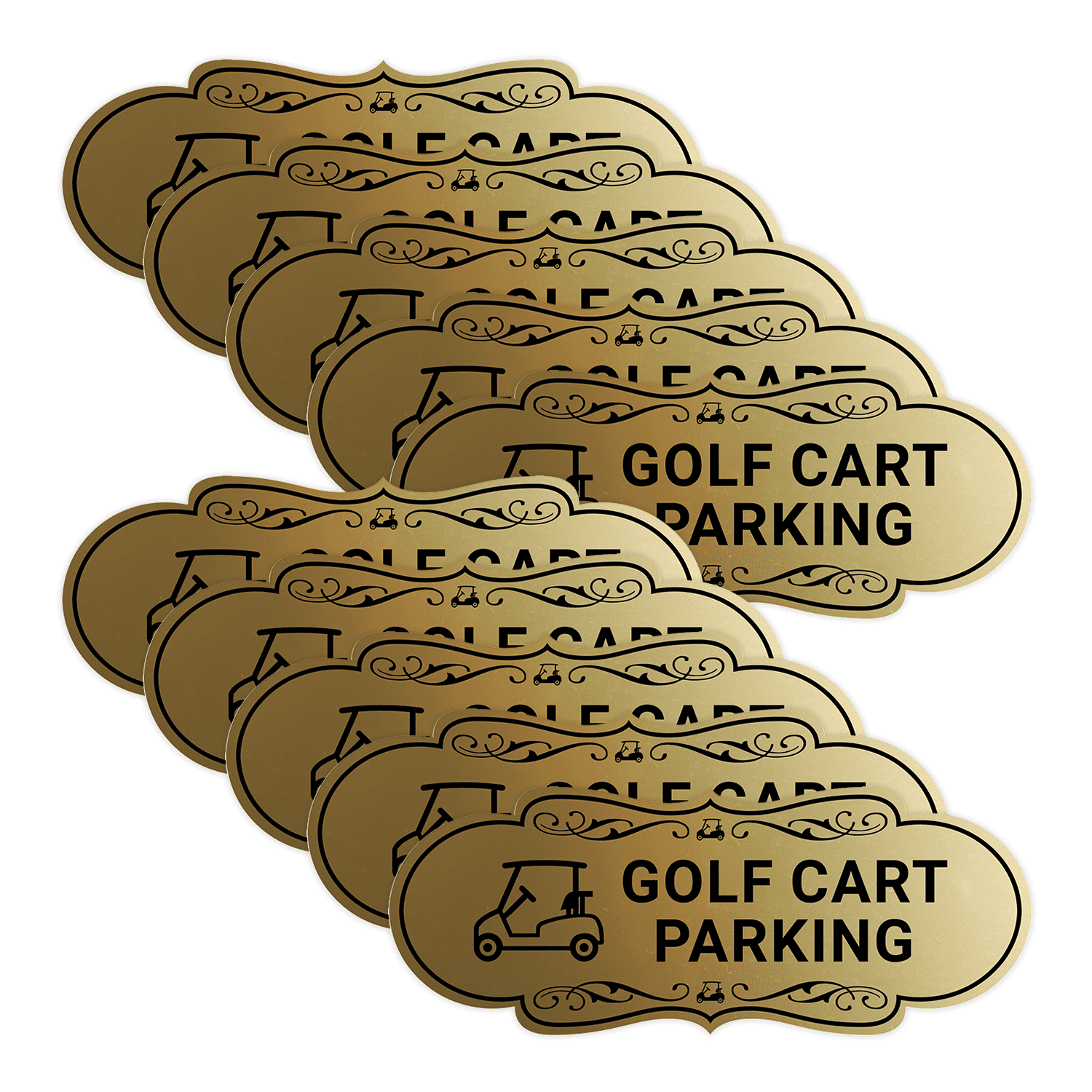 Signs ByLITA Designer Golf Cart Parking Sign (Brushed Gold) - Medium ...