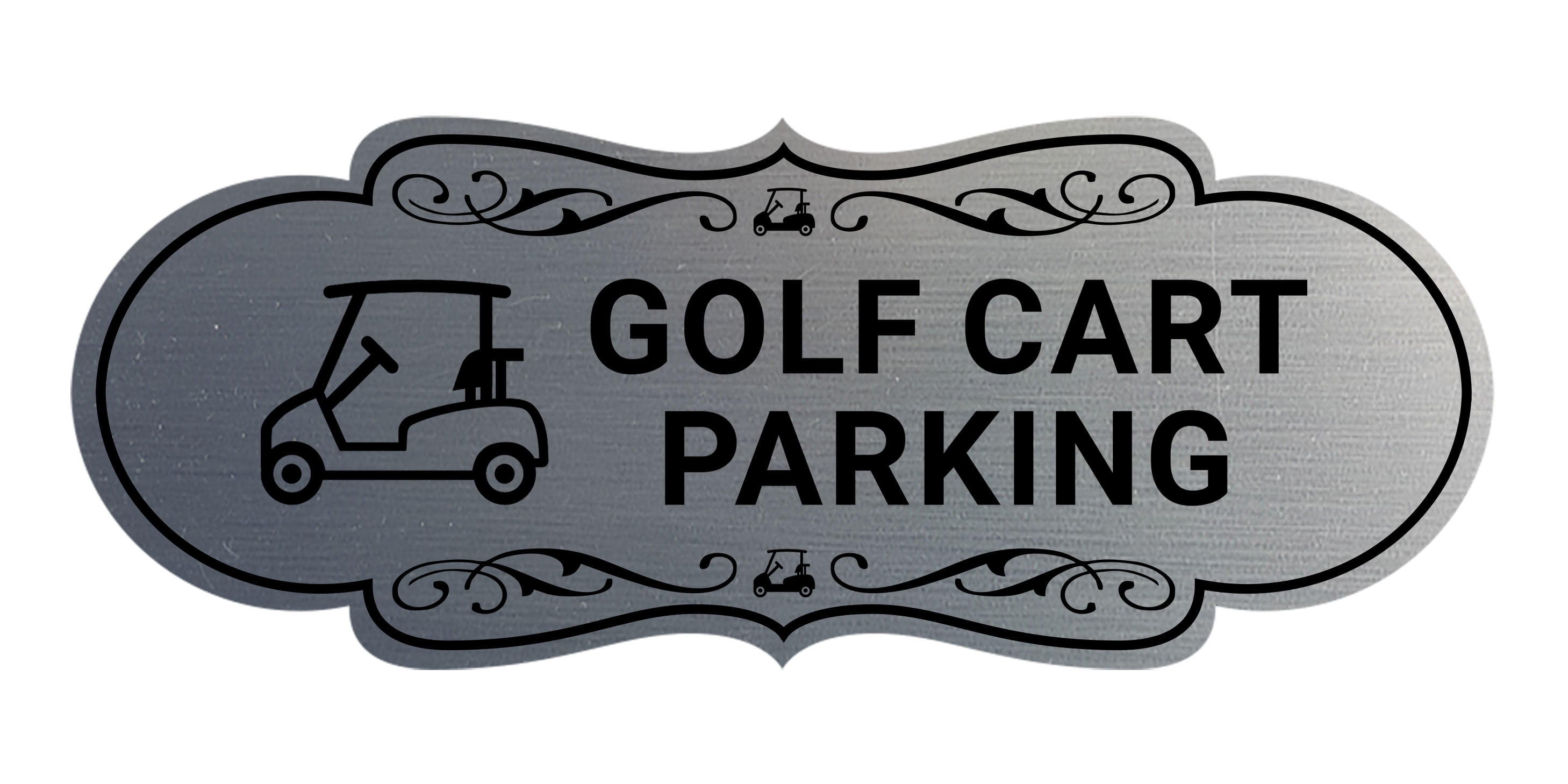 Signs ByLITA Designer Golf Cart Parking Sign (Brushed Silver) - Small ...