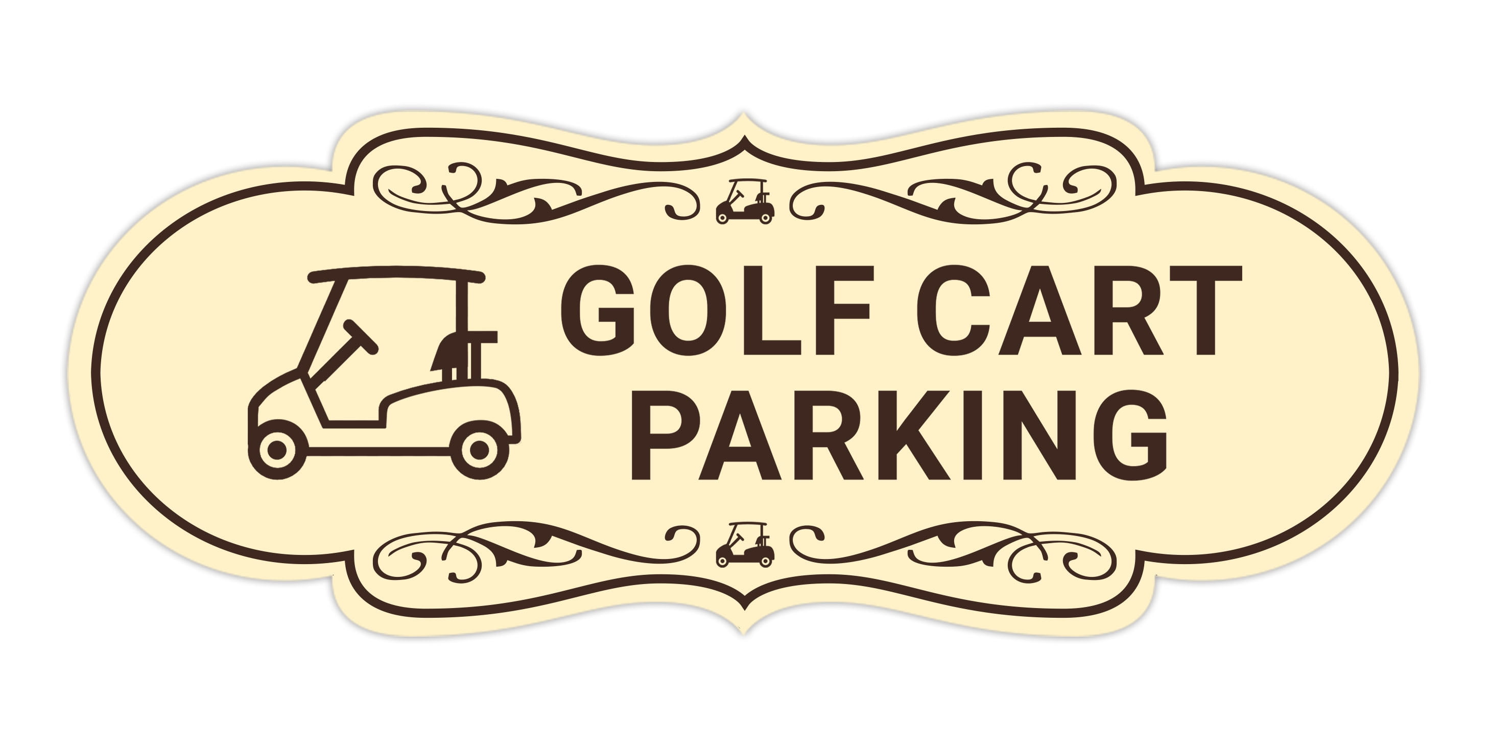 Signs ByLITA Designer Golf Cart Parking Sign (Ivory/Dark Brown) - Large ...