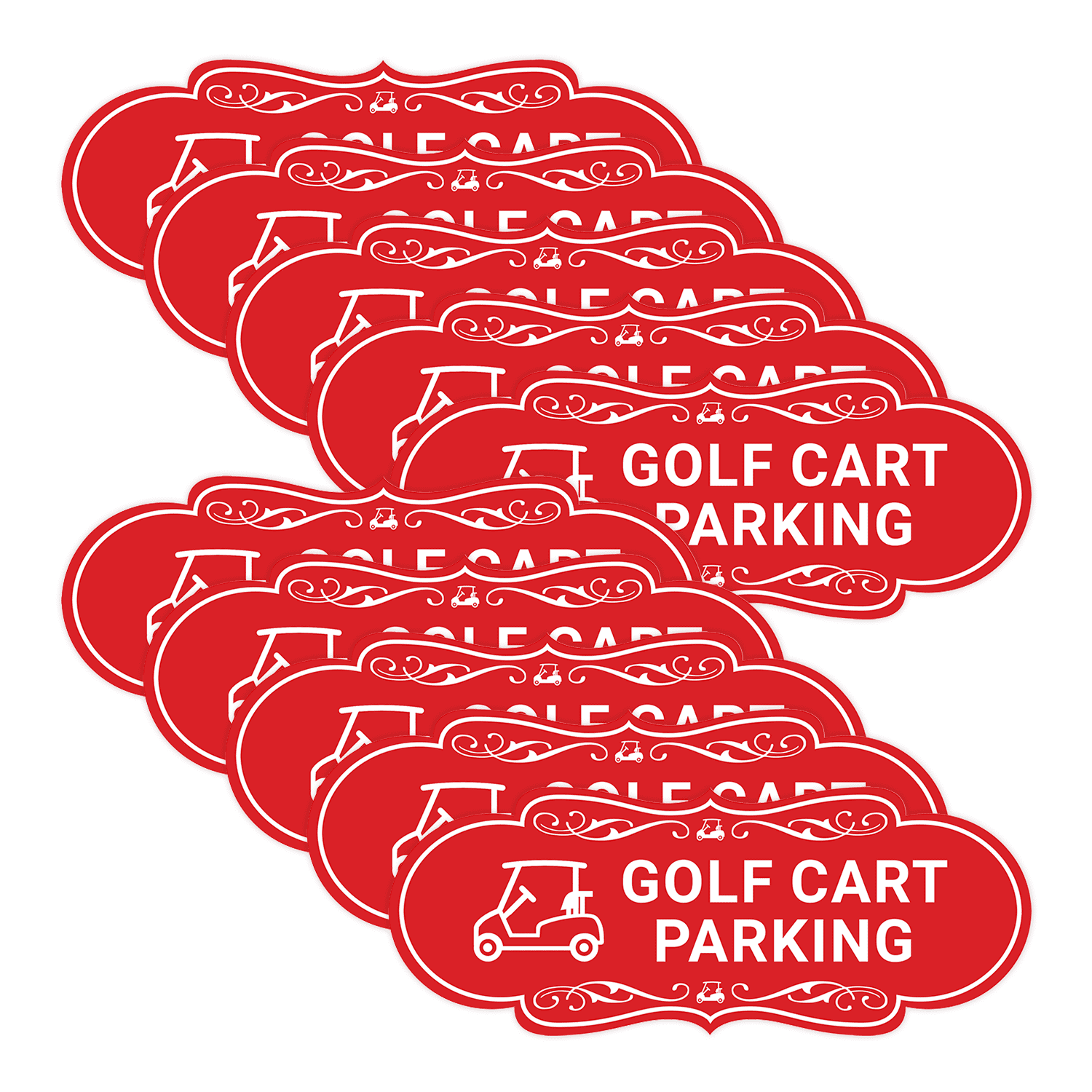 Signs ByLITA Designer Golf Cart Parking Sign (Red) - Small (10 Pack ...