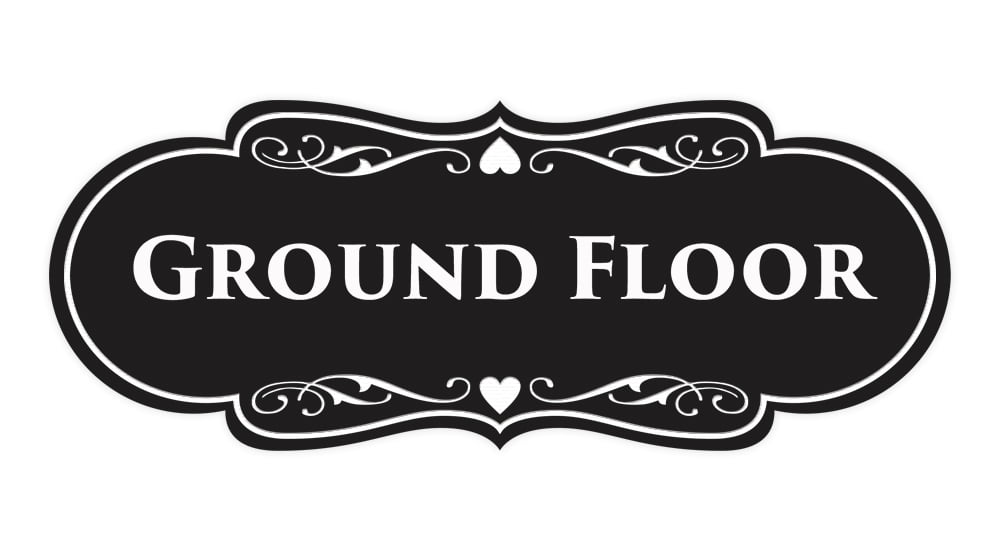Signs ByLITA Designer Ground Floor Sign (Black) - Large - Walmart.com