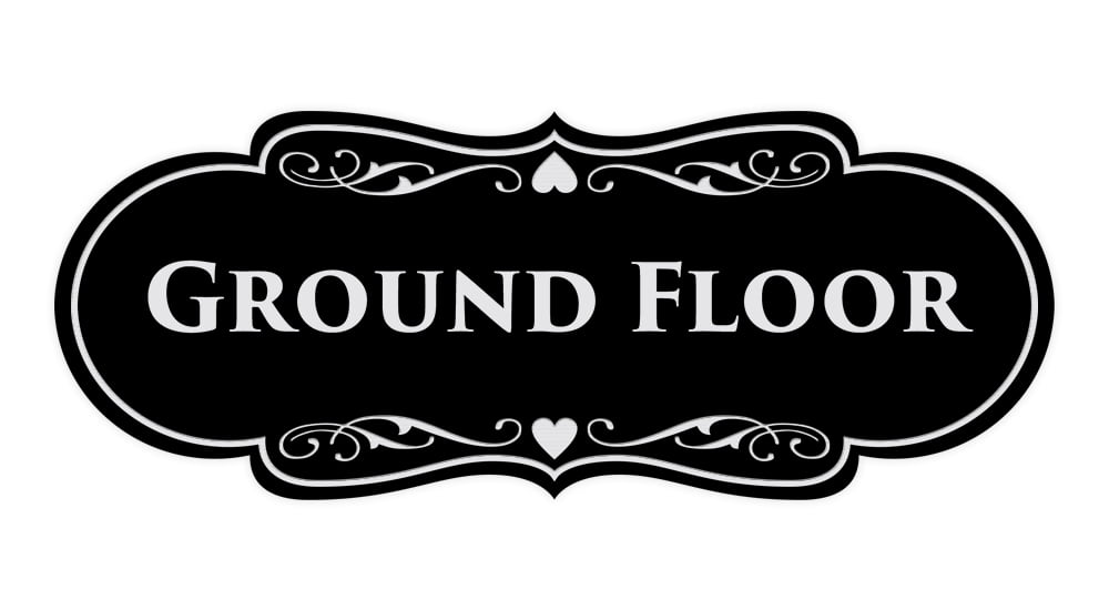 Signs ByLITA Designer Ground Floor Sign (Black / Silver) - Small ...