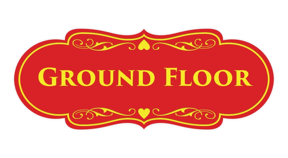 Signs ByLITA Designer Ground Floor Sign (Red/Yellow) - Small - Walmart.com
