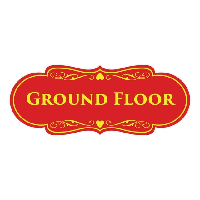 Signs ByLITA Designer Ground Floor Sign (Red/Yellow) - Small - Walmart.com