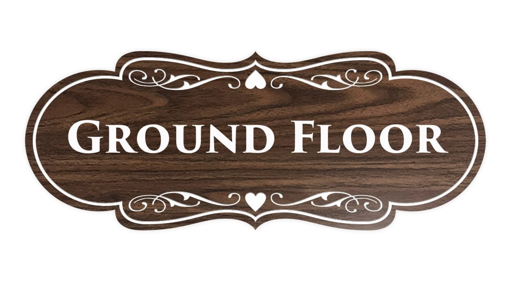 Signs ByLITA Designer Ground Floor Sign (Walnut) - Small - Walmart.com