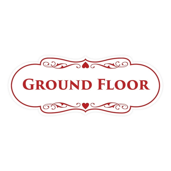 Signs ByLITA Designer Ground Floor Sign (White/Red) - Medium - Walmart.com