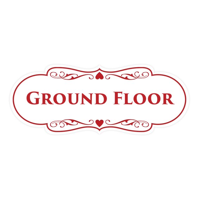 Signs ByLITA Designer Ground Floor Sign (White/Red) - Small - Walmart.com