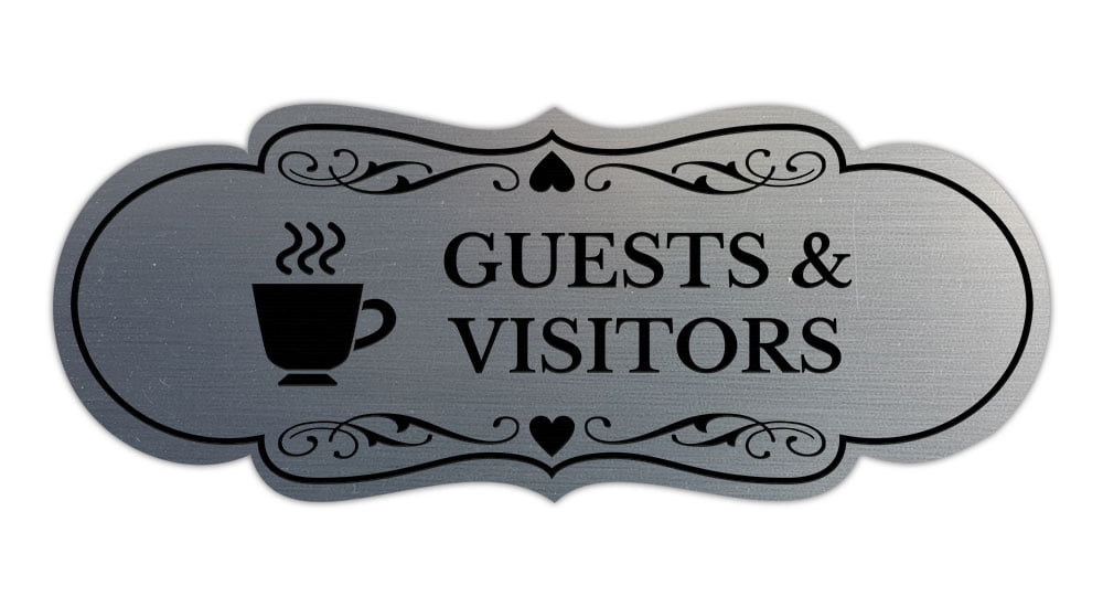 Signs ByLITA Designer Guests & Visitors Sign (Brushed Silver) - Large ...