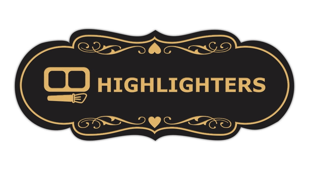 Signs ByLITA Designer Highlighters Makeup Area Sign (Black Gold ...