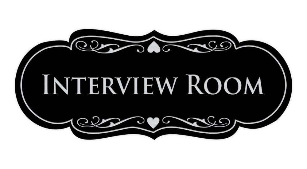 Signs ByLITA Designer Interview Room Sign (Black / Silver) - Large ...
