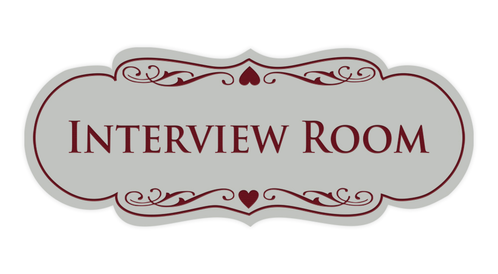 Signs ByLITA Designer Interview Room Sign (Light Grey / Burgundy ...