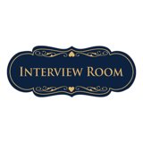 Signs ByLITA Designer Interview Room Sign (Navy Blue/Gold) - Small ...