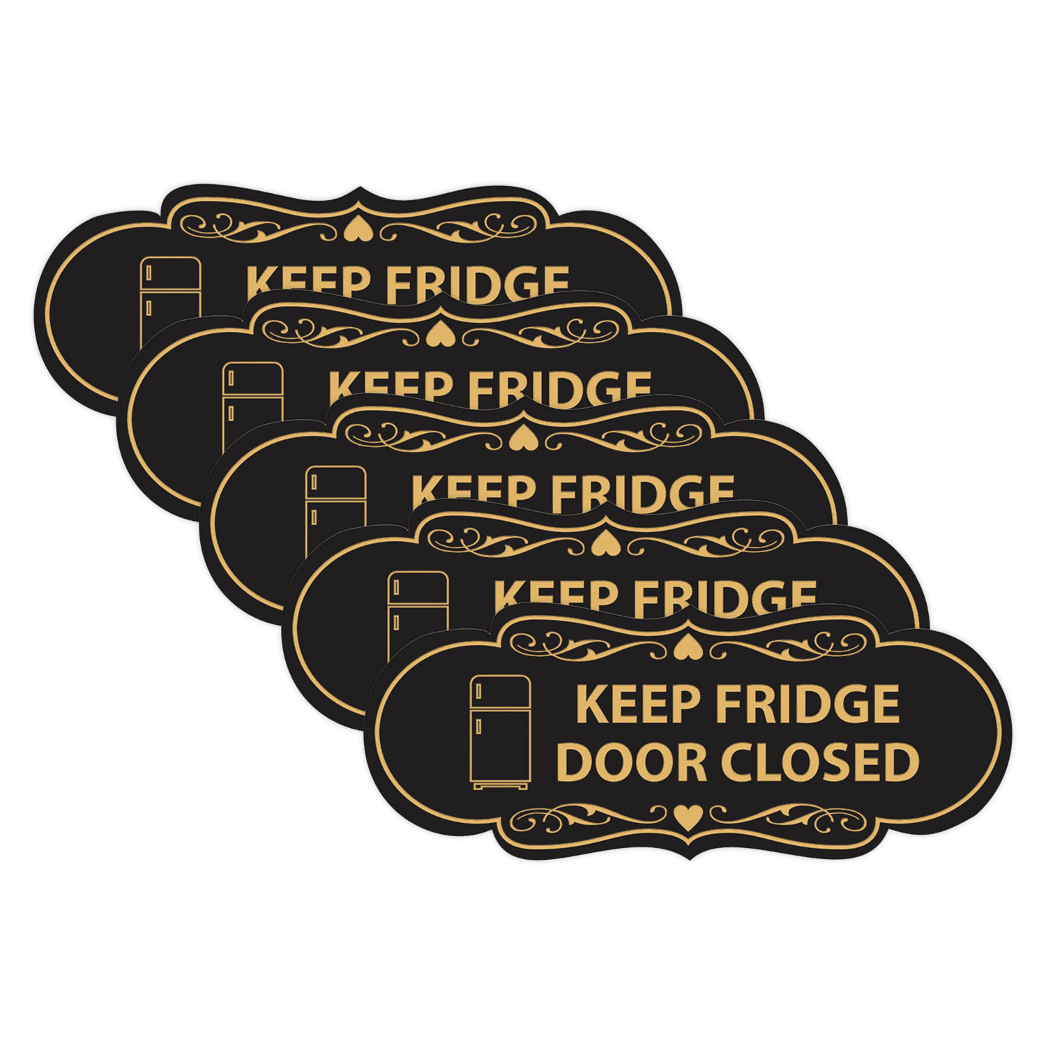 Signs ByLITA Designer Keep Fridge Door Closed Sign (Black Gold ...