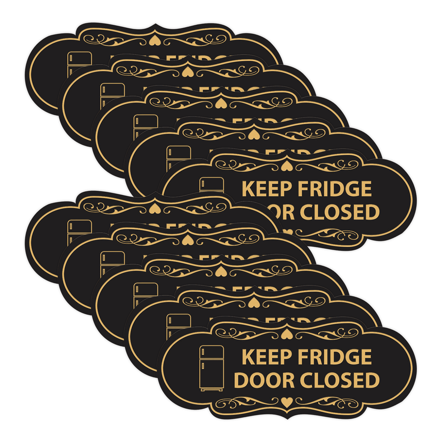 Signs ByLITA Designer Keep Fridge Door Closed Sign (Black/Gold) - Small ...
