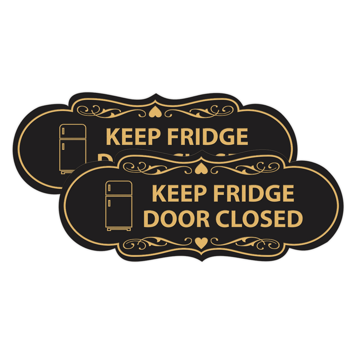 Signs ByLITA Designer Keep Fridge Door Closed Sign (Black/Gold) - Small ...