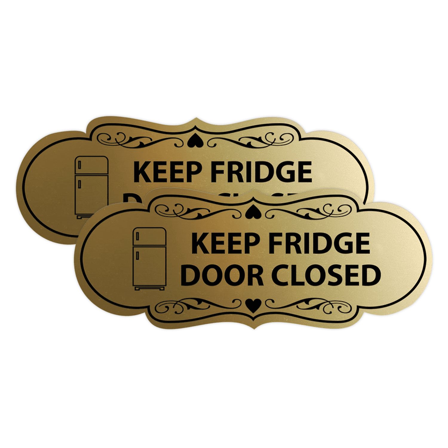 Signs ByLITA Designer Keep Fridge Door Closed Sign (Brushed Gold ...