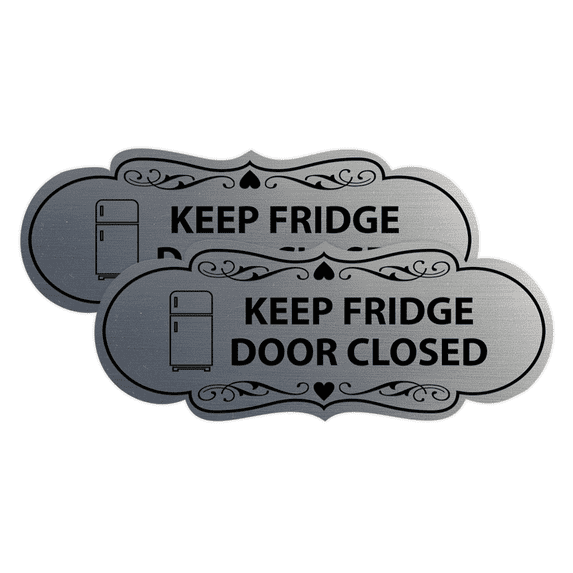 Signs ByLITA Designer Keep Fridge Door Closed Sign (Brushed Silver ...