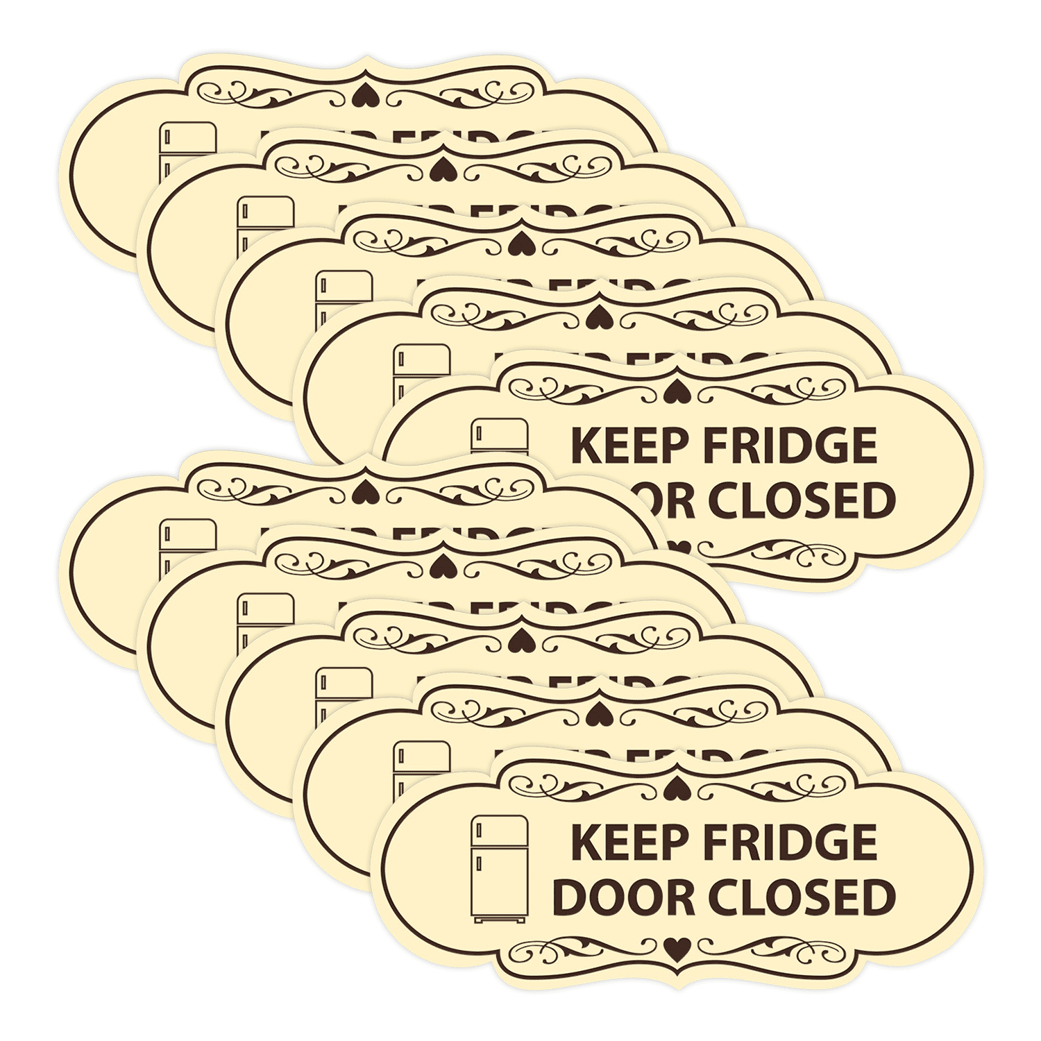 Signs ByLITA Designer Keep Fridge Door Closed Sign (Ivory/Dark Brown ...