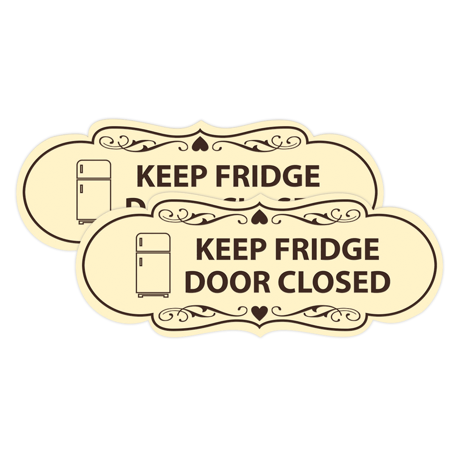 Signs ByLITA Designer Keep Fridge Door Closed Sign (Ivory/Dark Brown ...