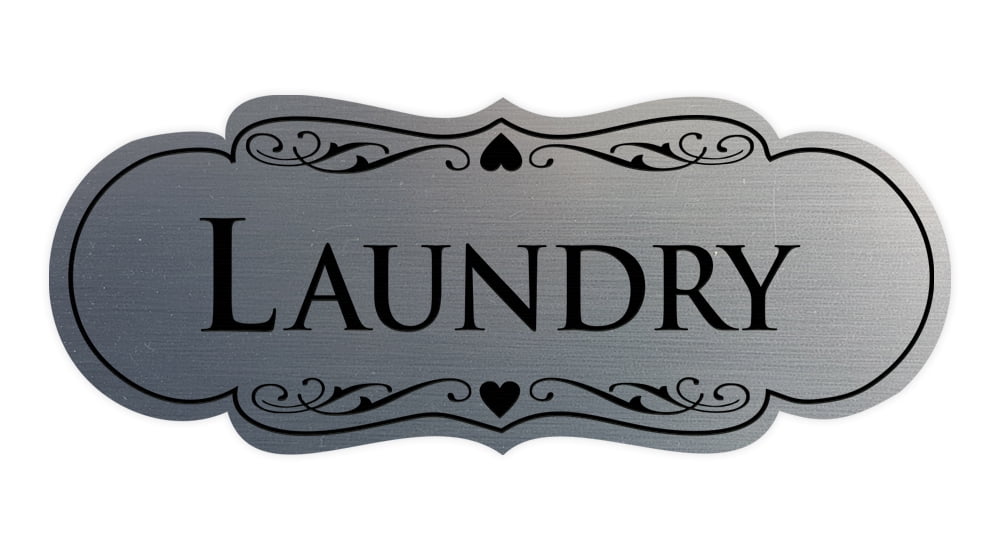 Signs ByLITA Designer Laundry Sign (Brushed Silver) - Small 2x5 ...