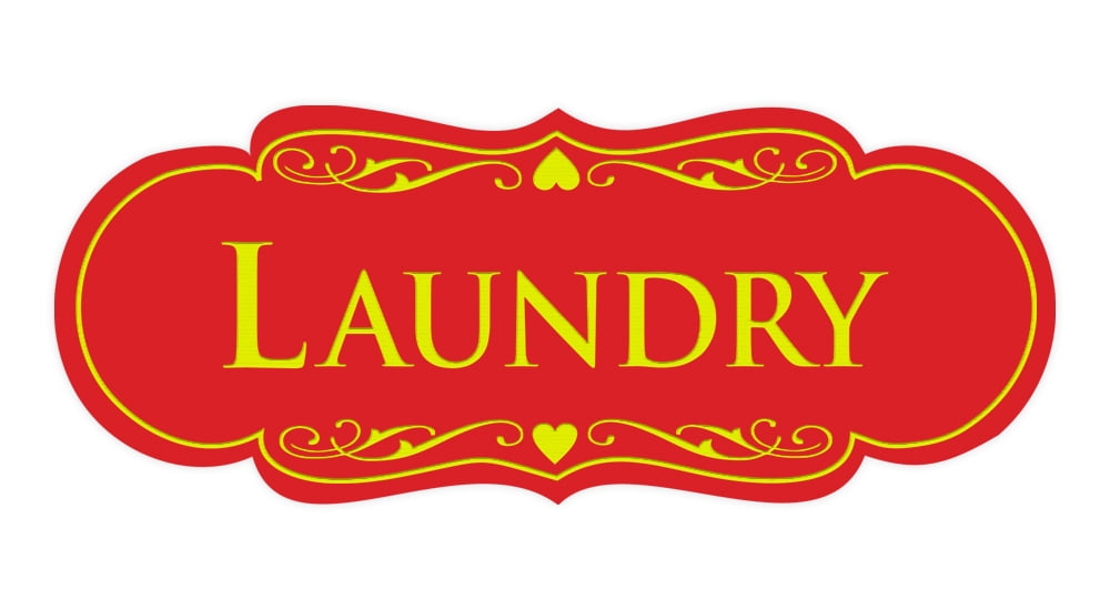 Designer Laundry Sign (Red/Yellow) - Large 3.5 x 9" - Walmart.com