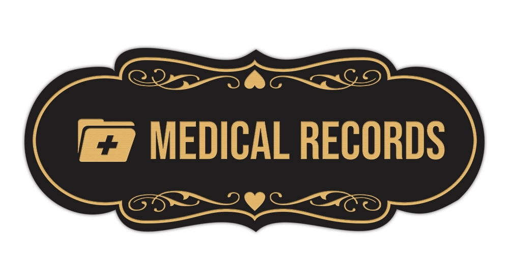 Signs ByLITA Designer Medical Records Sign (Black Gold) - Large ...