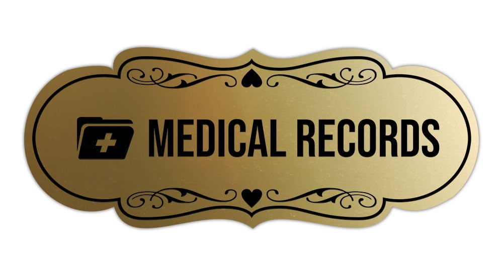 Signs ByLITA Designer Medical Records Sign (Brushed Gold) - Large ...